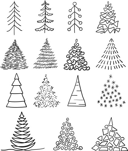 Doodle christmas tree winter holiday hand drawn Vector Image