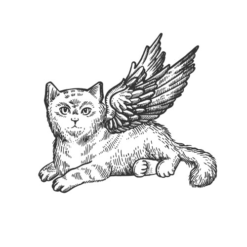 Cartoon angel and cat Royalty Free Vector Image