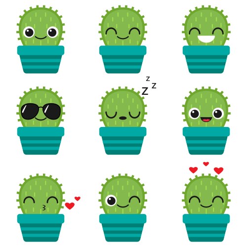 Cute cactus emoticons Royalty Free Vector Image