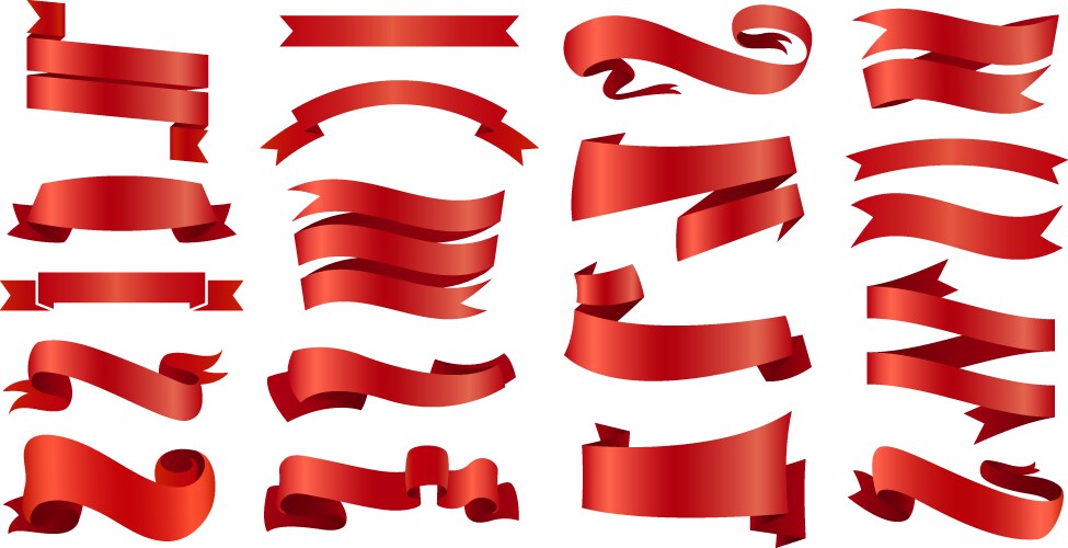 Ribbons banners set and tape Royalty Free Vector Image