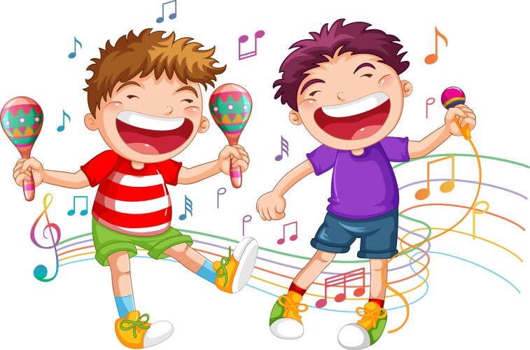 Funny boy singing cartoon Royalty Free Vector Image