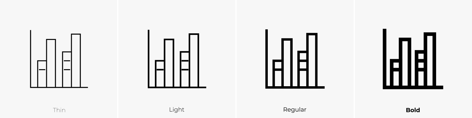 Combo chart icon thin light regular and bold Vector Image