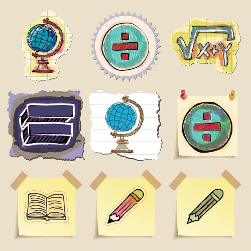 Hand drawn education emblems set isolated Vector Image
