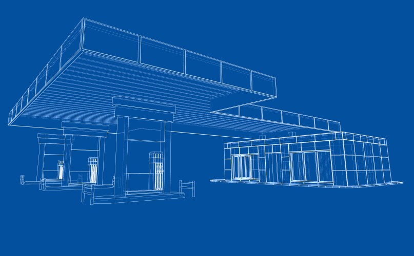 Gas station blueprints Royalty Free Vector Image