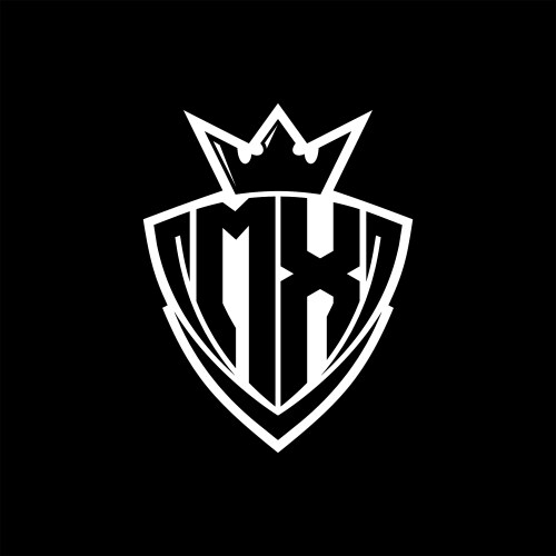 Mx letter logo with sharp triangle shield shape Vector Image