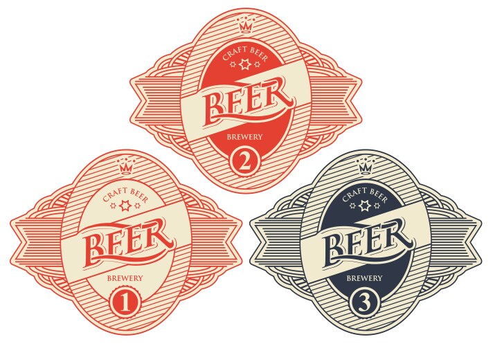 Set of beer labels with brewery production Vector Image