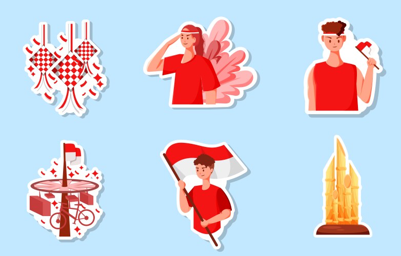 Indonesian independence day sticker Royalty Free Vector