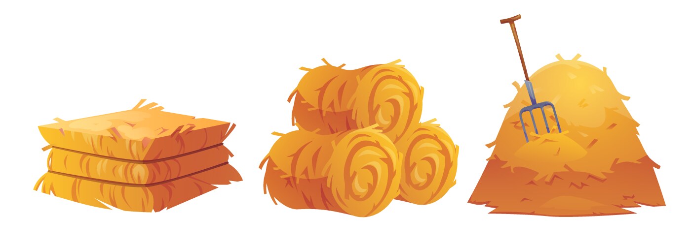 A haystack and wooden ladder isolated on white Vector Image