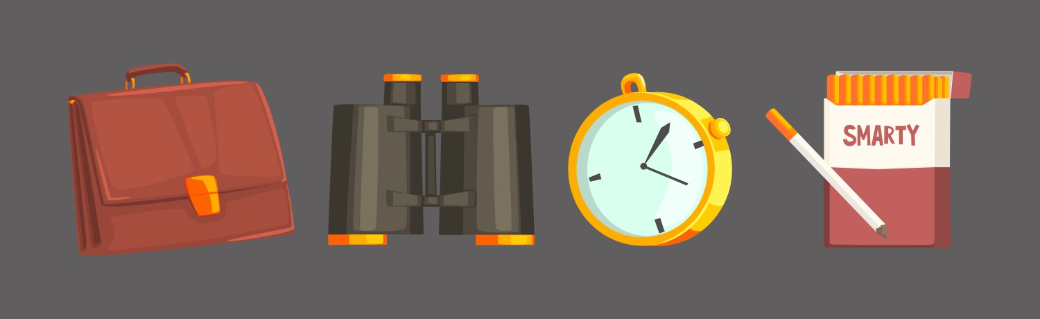 Classic detective items and tools colorful Vector Image