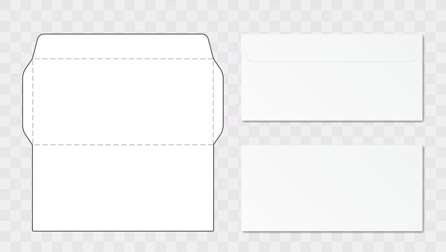 Envelope dl template for a4 a5 paper with cut Vector Image