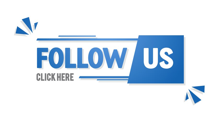 Follow us banner round label with thumbs up Vector Image