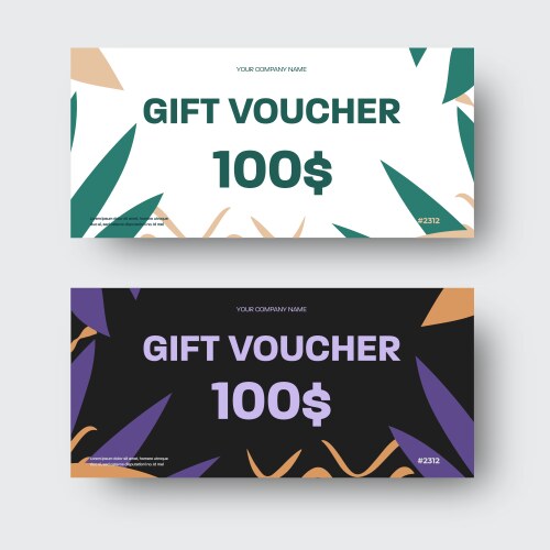 Cute purple gift voucher template layout set Vector Image