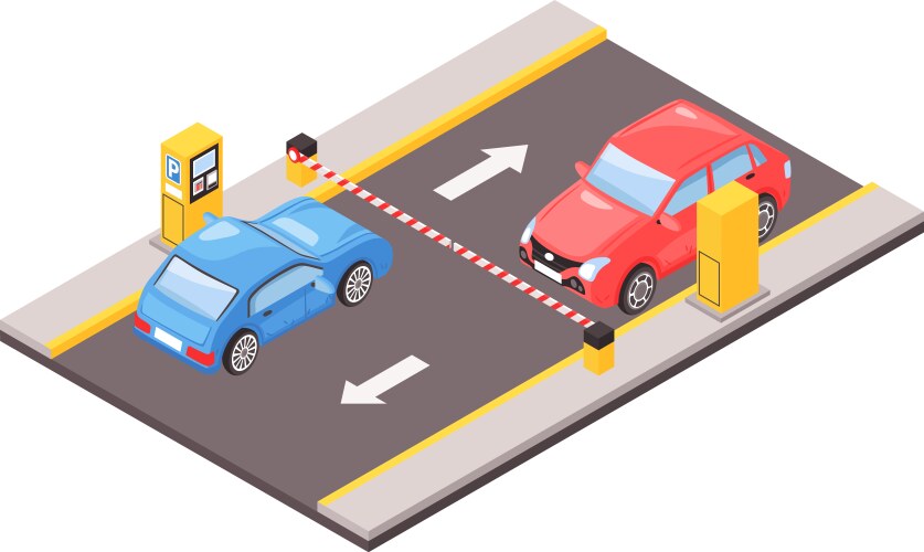 Isometric parking elements Royalty Free Vector Image