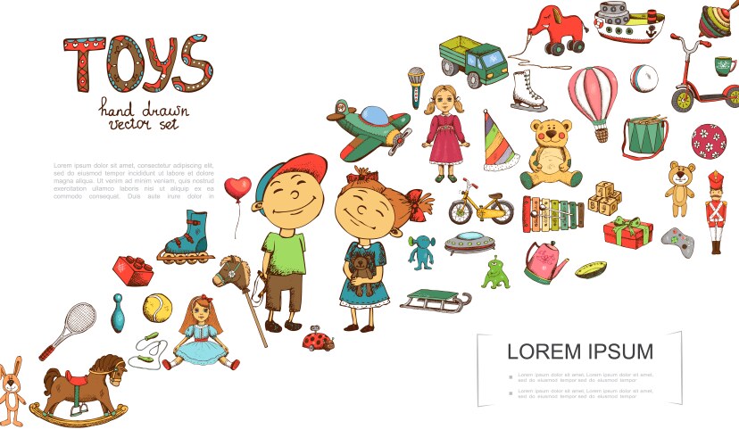 Sketch toys template Royalty Free Vector Image