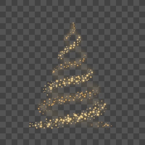 Gold christmas tree on transparent background Vector Image