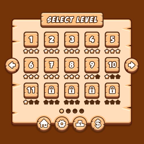 Level selection game menu ice style Royalty Free Vector