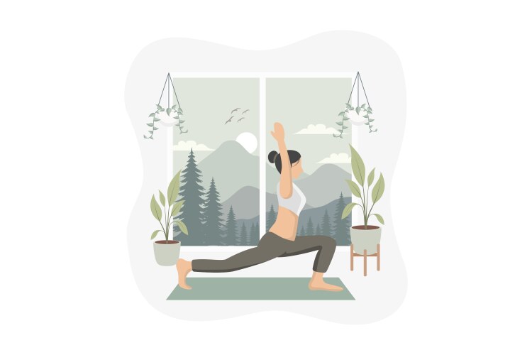 Woman practicing yoga flat design Royalty Free Vector Image