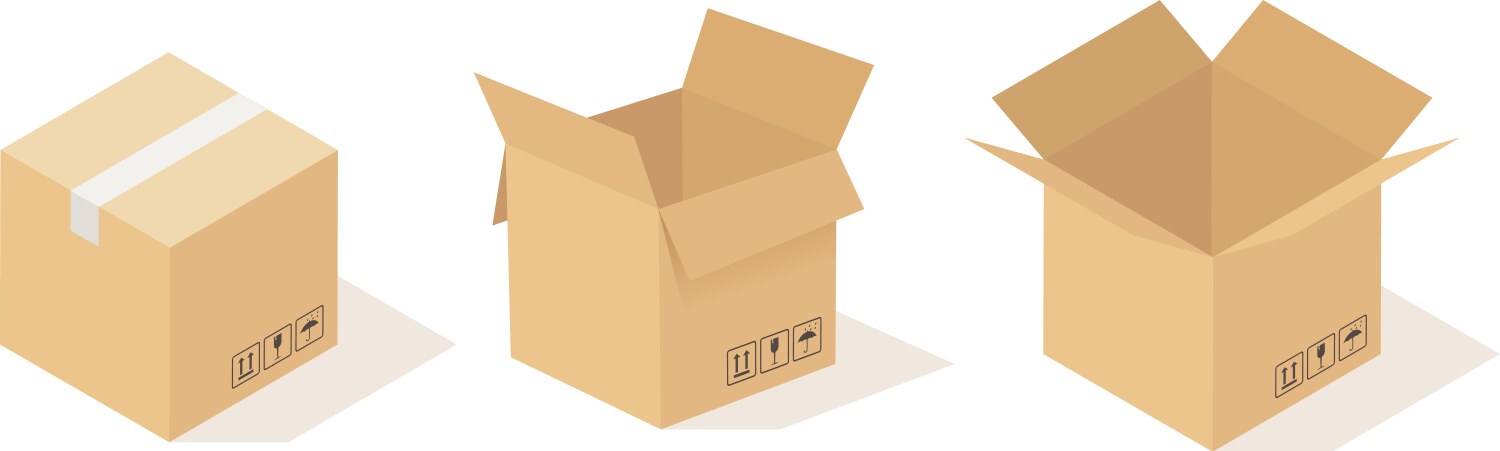Empty cardboard boxes open carton package Vector Image