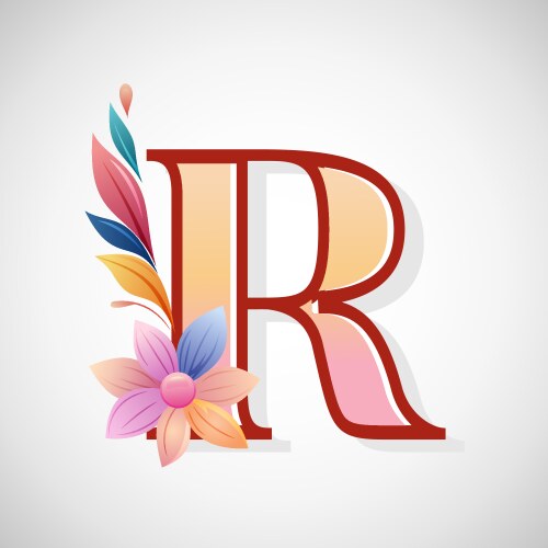 Floral alphabet d initial letter for wedding Vector Image