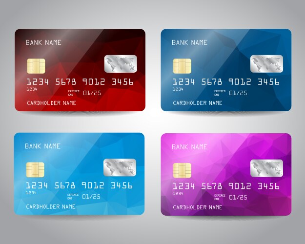 Red and blue credit cards Royalty Free Vector Image