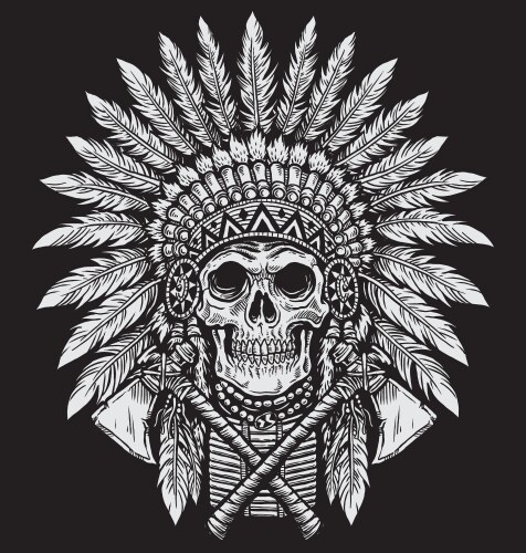 Native american indian chief skull Royalty Free Vector Image