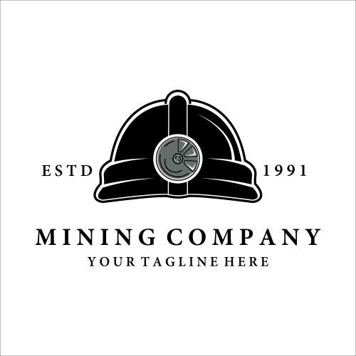 Mining logo vintage design mountain and gear Vector Image