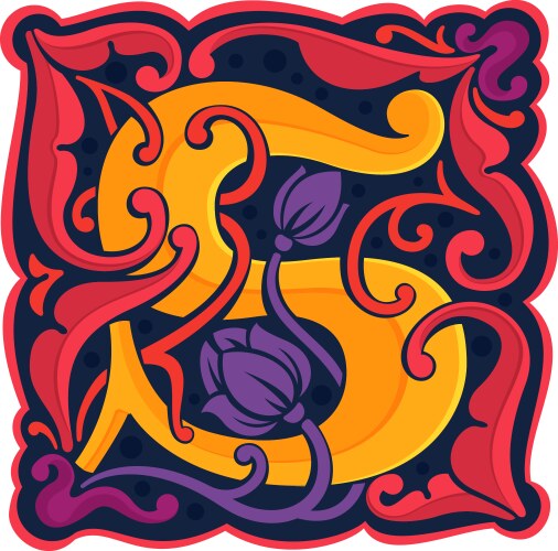 Elegant Gothic S Initial Royalty Free Vector Image