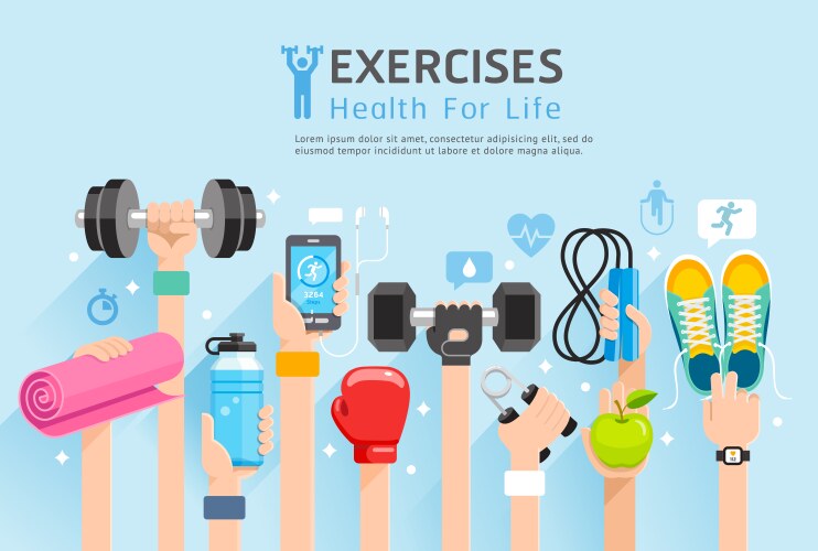 Dumbbell exercises and workouts weight training Vector Image