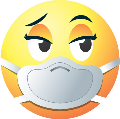 Thumb up emoticon with medical mask Royalty Free Vector