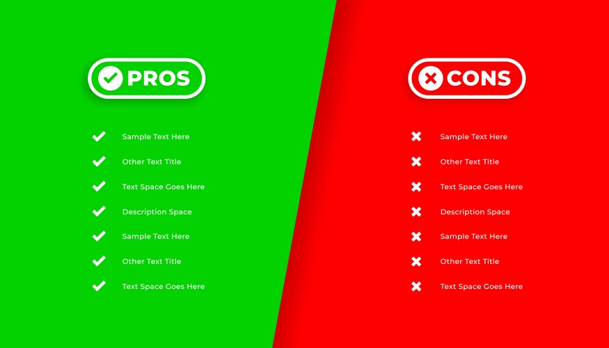 Modern pros and cons sign sticker design Vector Image