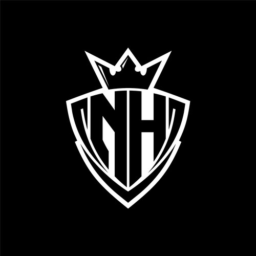 Nh letter logo with sharp triangle shield shape Vector Image