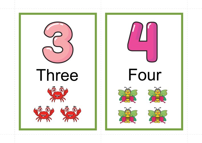 Flash card collection for numbers Royalty Free Vector Image