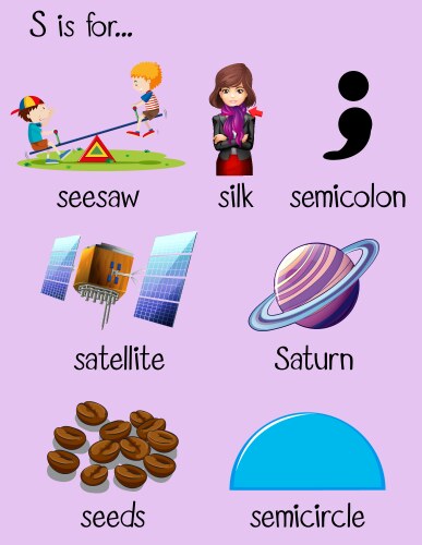 Many words begin with letter s Royalty Free Vector Image