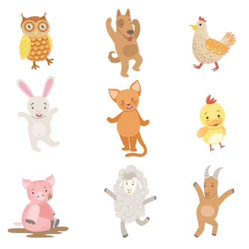 Collection farm with carrot rabbit chicken Vector Image