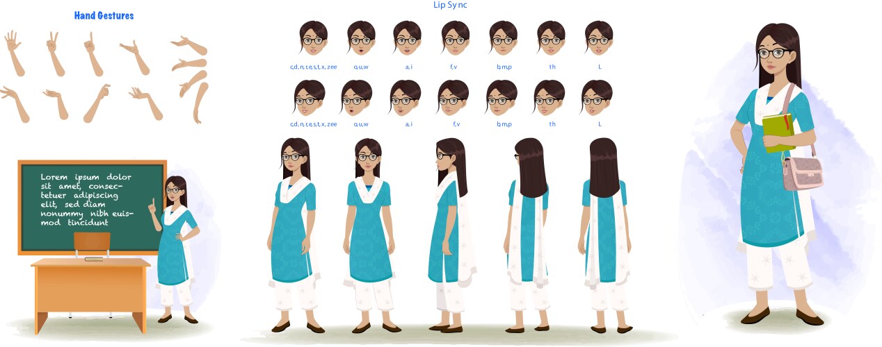 Beach man character model sheet c Royalty Free Vector Image