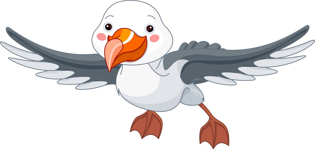Cartoon cute albatross waving Royalty Free Vector Image