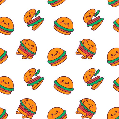 Cute kawaii animal burger seamless pattern funny – Royalty-Free Vector ...