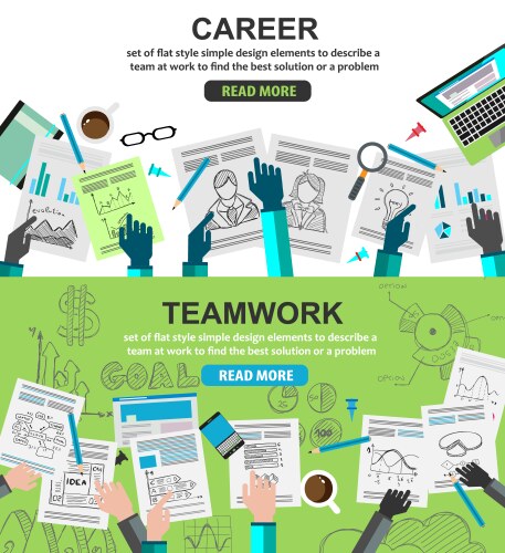 Team work table view working group Royalty Free Vector Image