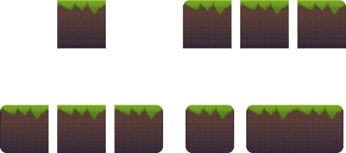 Pixel art tile set for 2d retro video-game Vector Image