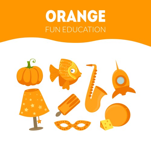 Cartoon orange different shapes gem set Royalty Free Vector