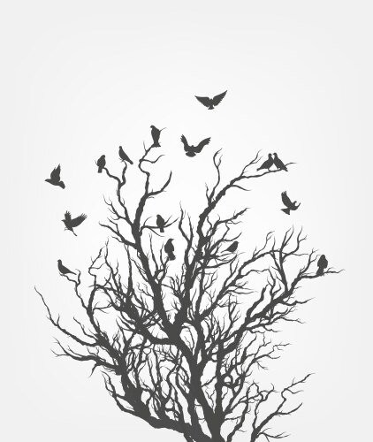 Birds flying from the tree Royalty Free Vector Image