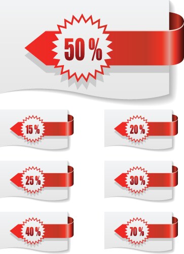 Discount price off tags set sale labels Royalty Free Vector