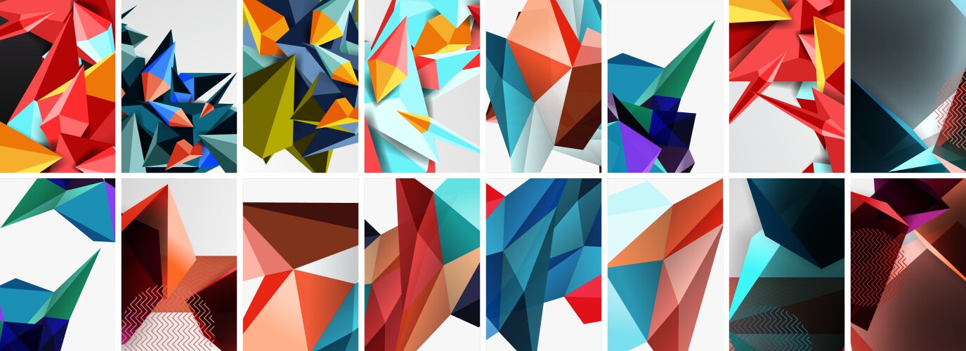 Set of low poly triangles poster geometric Vector Image