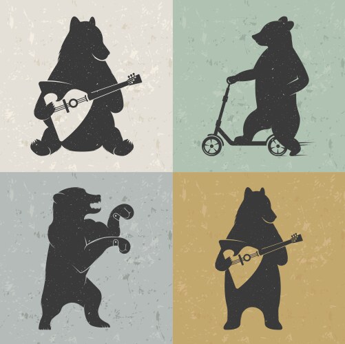 Bear screen print style Royalty Free Vector Image
