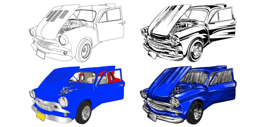 Blue drag racing car with black strip Royalty Free Vector
