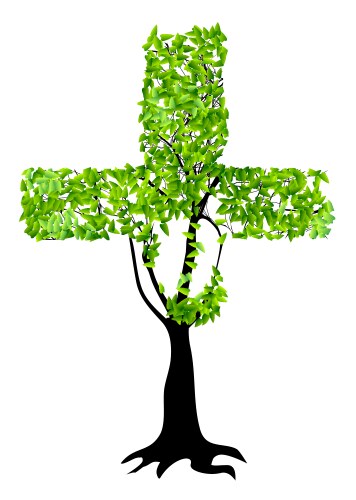 Cross and tree christian religious symbol Vector Image