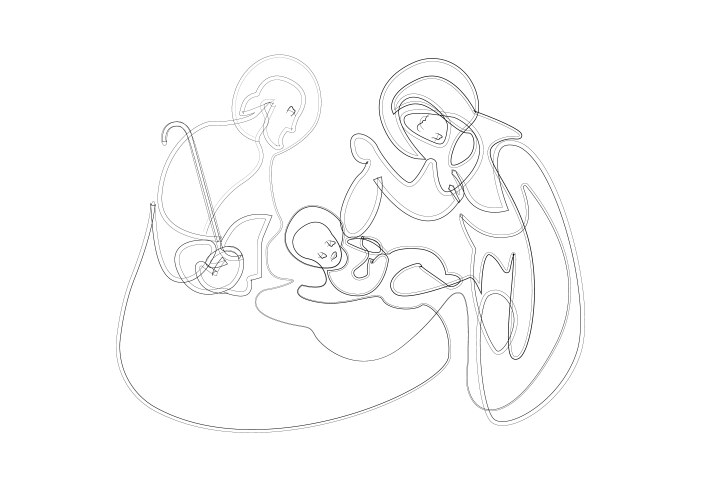 Holy family line drawing Vector Images & Graphics for Commercial Use ...