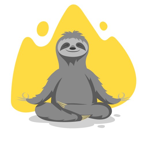 Sloth in yoga pose shavasana Royalty Free Vector Image