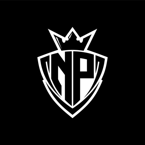 Np letter logo with sharp triangle shield shape Vector Image