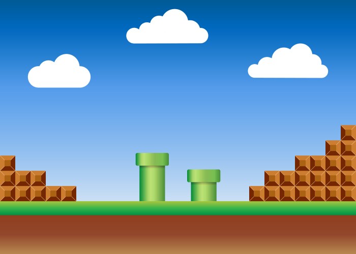 Old retro video game super mario bros background Vector Image